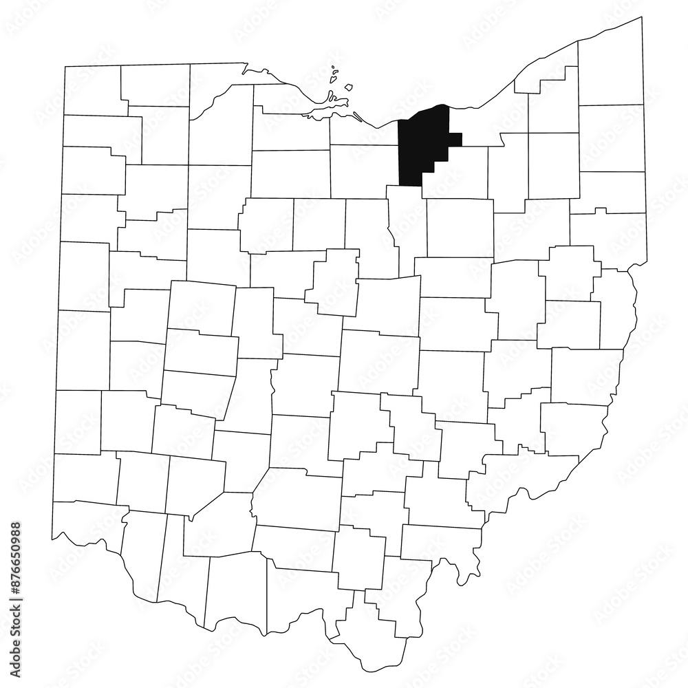 Map of Lorain County in Ohio state on white background. single County ...
