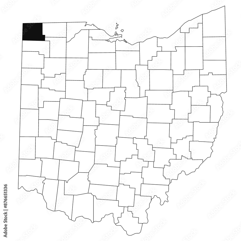 Map of Williams County in Ohio state on white background. single County ...