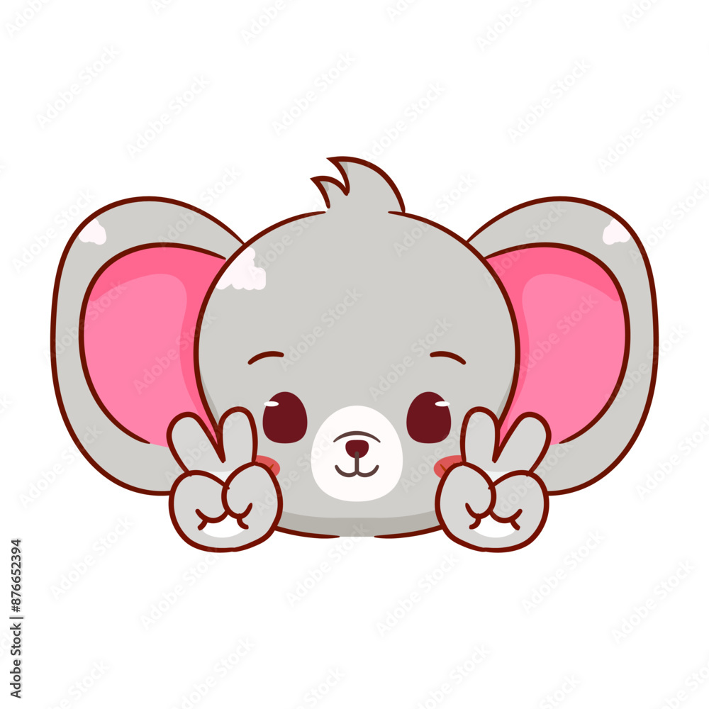 Cute mouse peace hand sign cartoon character. Adorable kawaii animal ...