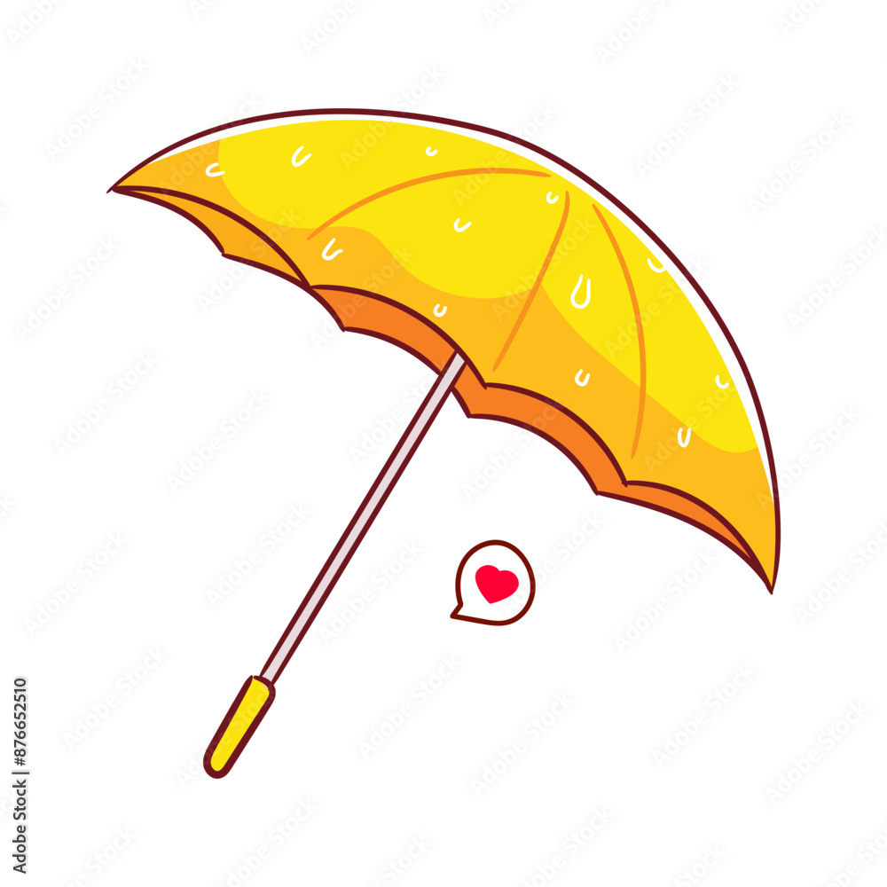 Hand drawn Yellow Umbrella Cartoon Vector Illustration. Object Concept ...