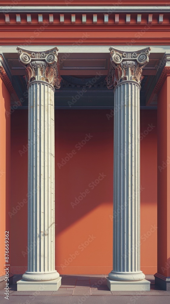 Elegant architectural columns with Corinthian capitals in a classical ...