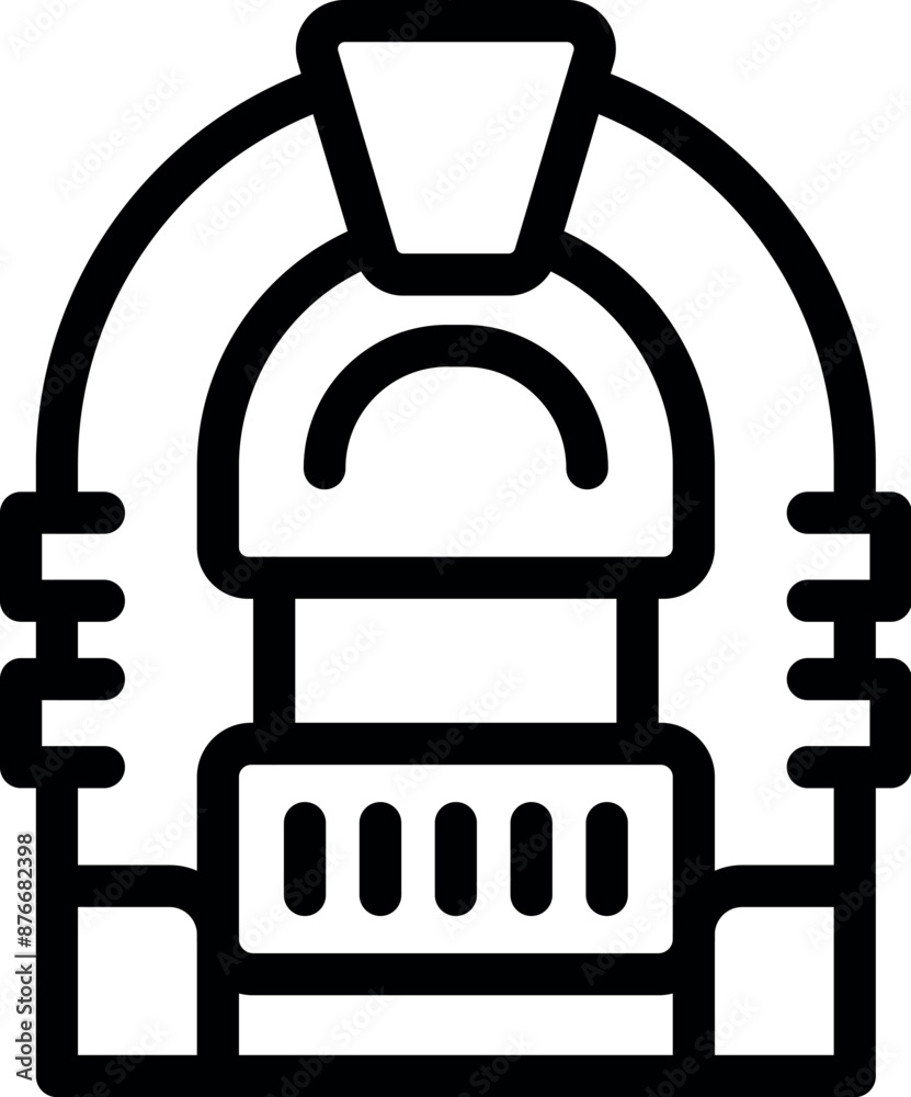 Simple outline icon of jukebox playing music from vinyl record for web ...