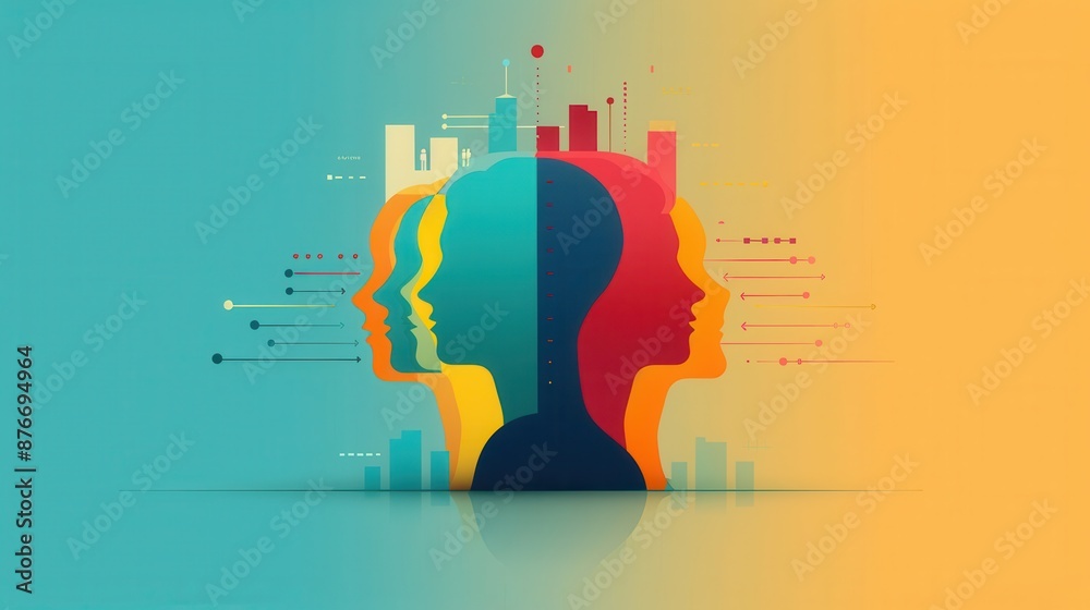 Empathy: Perspective, person understanding different perspectives, flat ...