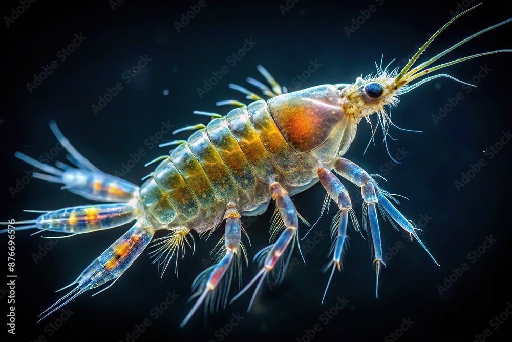 copepod from a reef aquarium under the microscope (maxillopoda ...