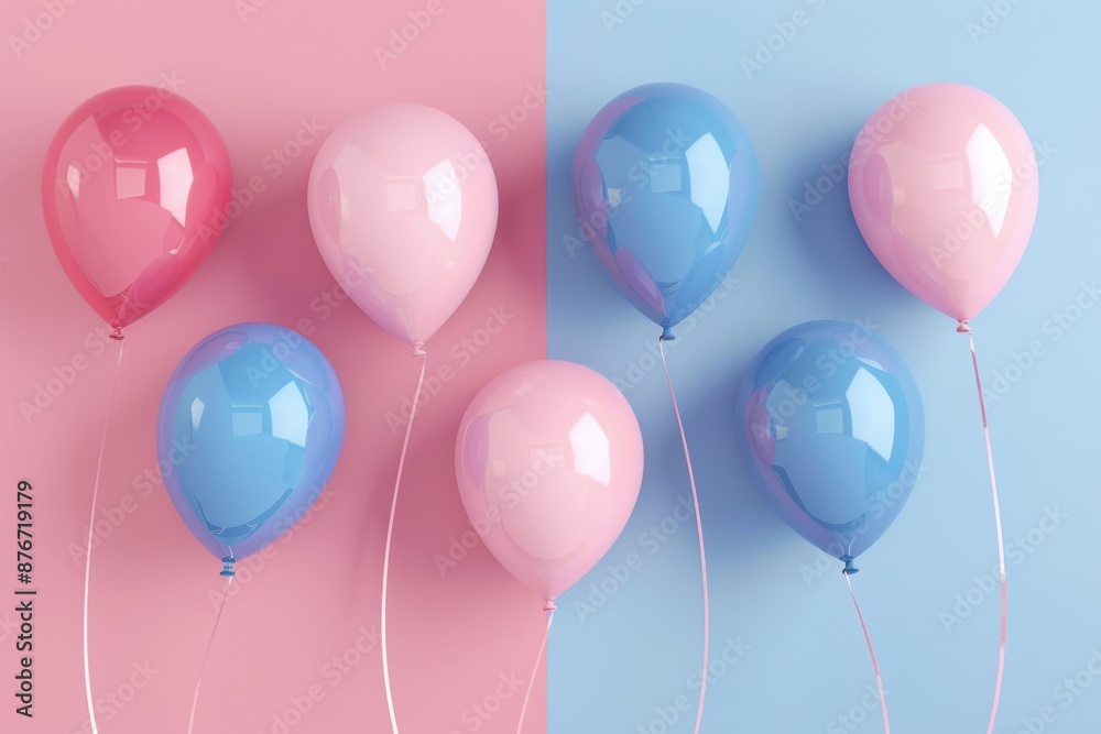 balloon release flat design side view ceremony theme 3D render ...