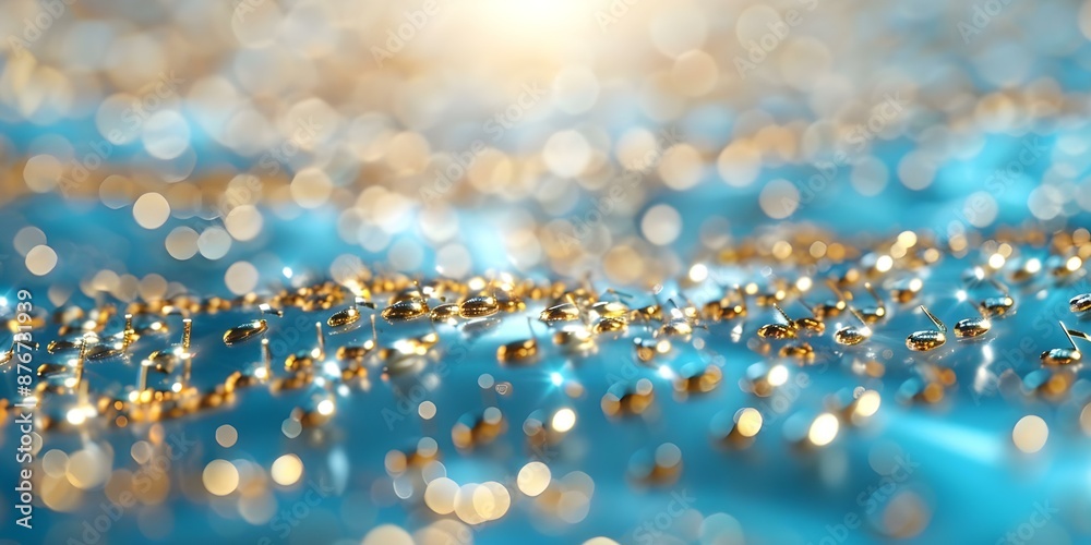 Harmonious Blend of Blue and Gold Musical Notes in an Abstract Setting ...