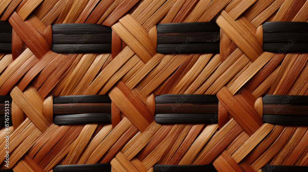 Chic and modern flat illustration of stylized rattan weave patterns in ...