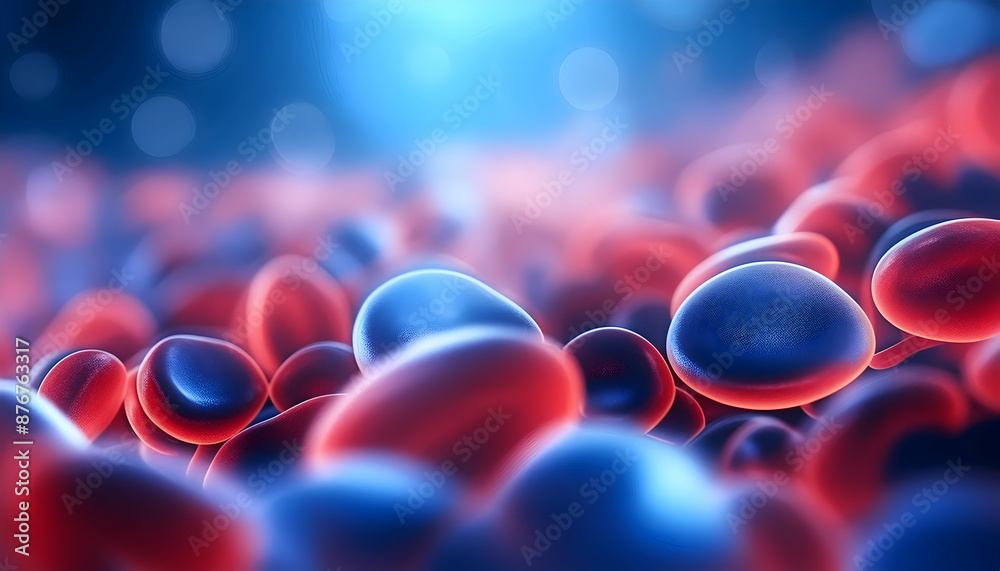Colorful 3D model of blood cells Blood cell anatomy illustration in ...