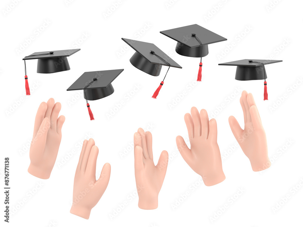 Transparent Backgrounds Mock-up.Businessman hands throwing graduation ...
