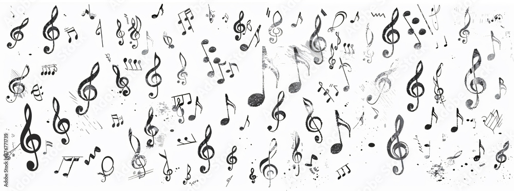 Big set of music notes, musical symbols illustration on white ...