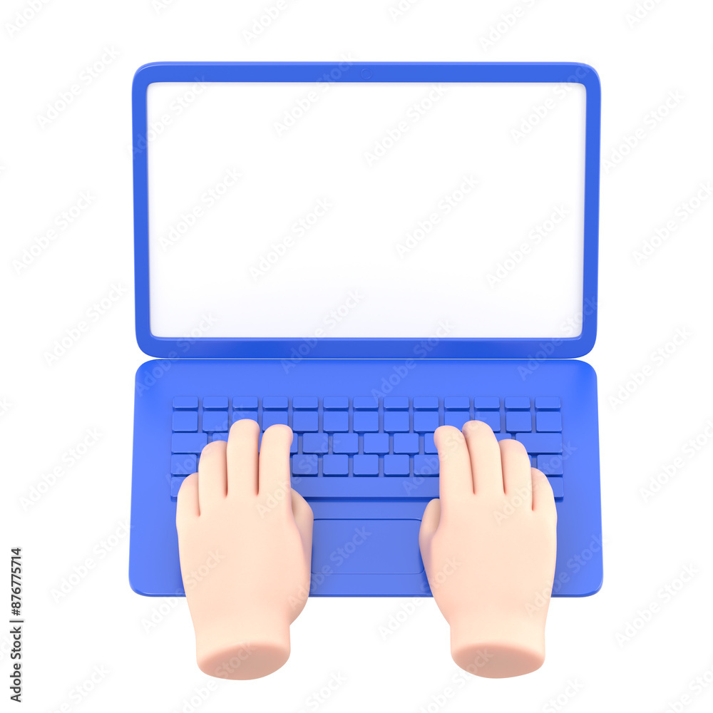 Transparent Backgrounds Mock-up.Hands in work at laptop keyboard with ...