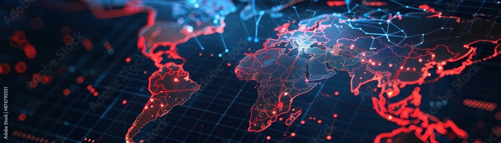 Cyber threat map with global attack vectors, monitoring and defending ...