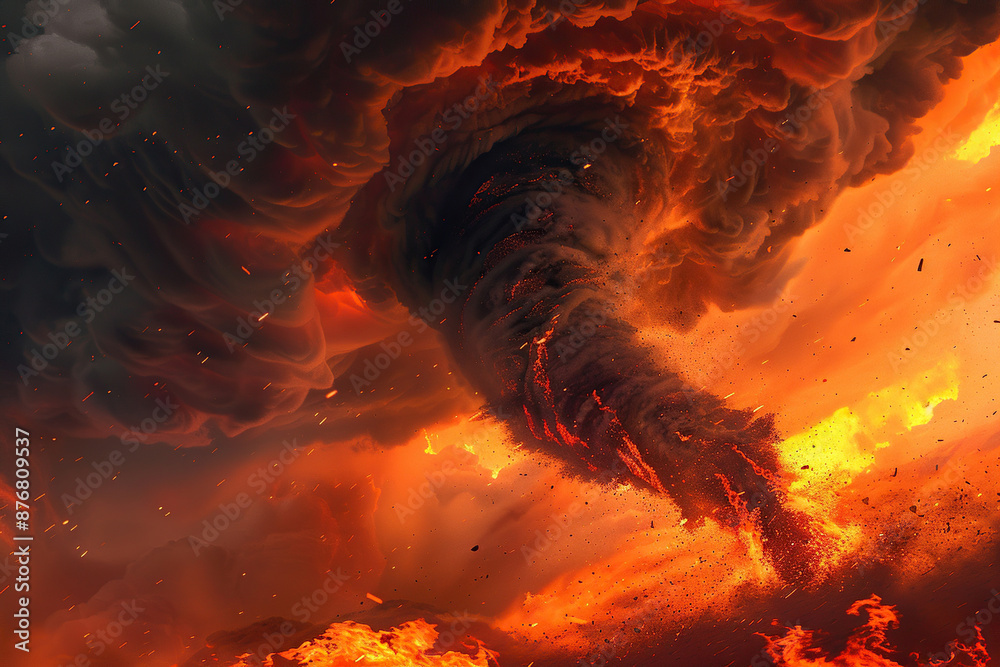 Generative ai on theme of scary huge hurricane fire tornado ...