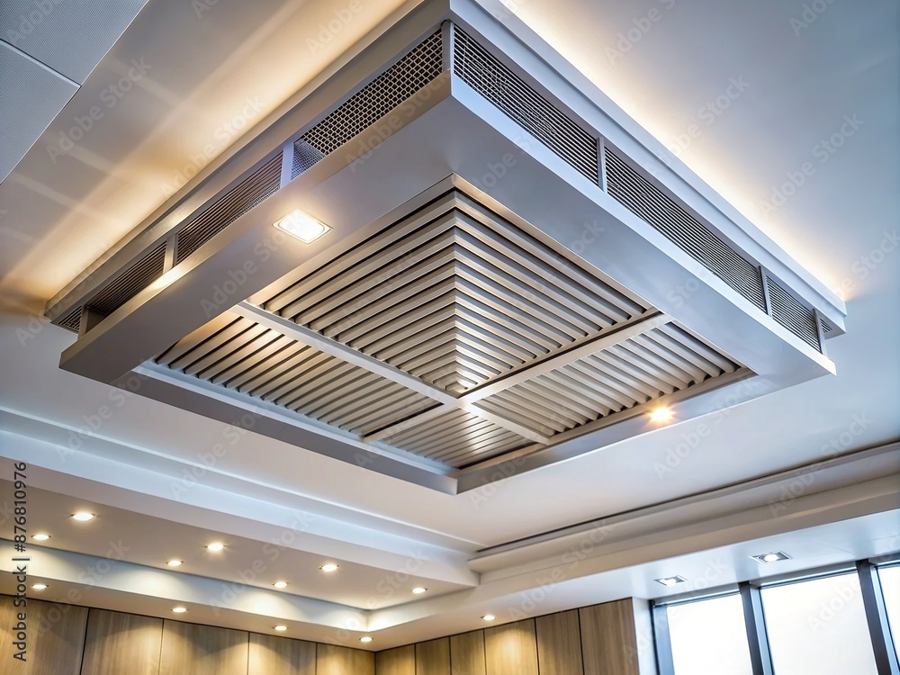 Modern ceiling air vent and light fixture in a sleek, contemporary home ...