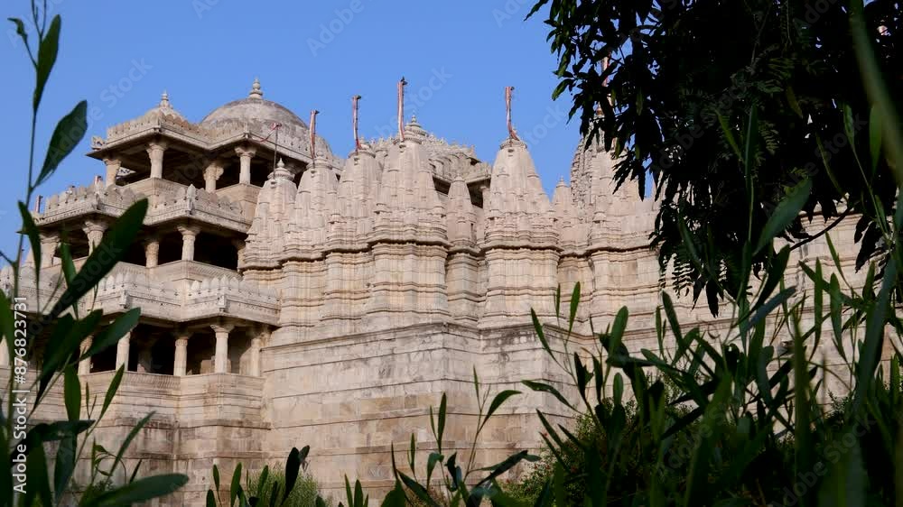 ancient unique temple architecture with bright blue sky at day from ...