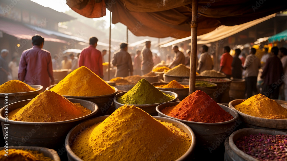 market in India, awash with vibrant colors and intoxicating aromas. The ...
