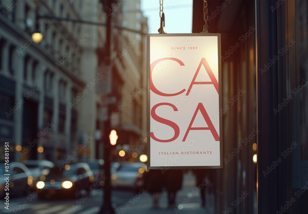 Hanging Restaurant Sign Mockup With Generative AI Stock Template ...