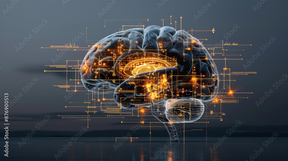 Super realistic brain illustration in 8k, emphasizing the limbic system ...