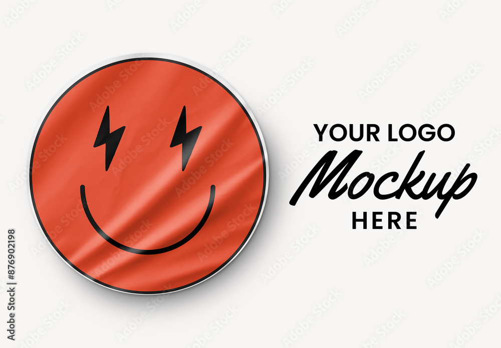 Round Wrinkled Sticker Mockup With Generative AI Stock Template | Adobe ...