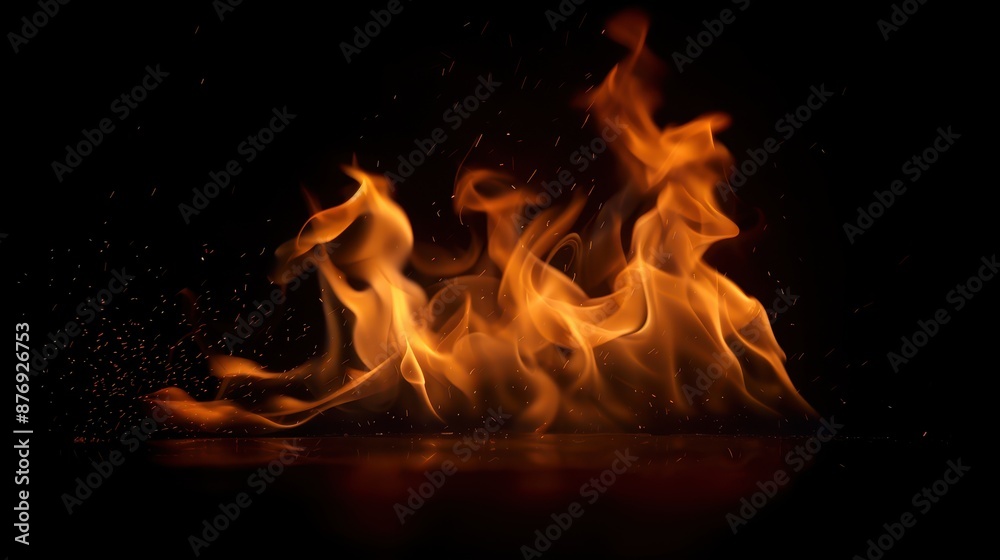 An evocative depiction of fire with dynamic movement, capturing the ...