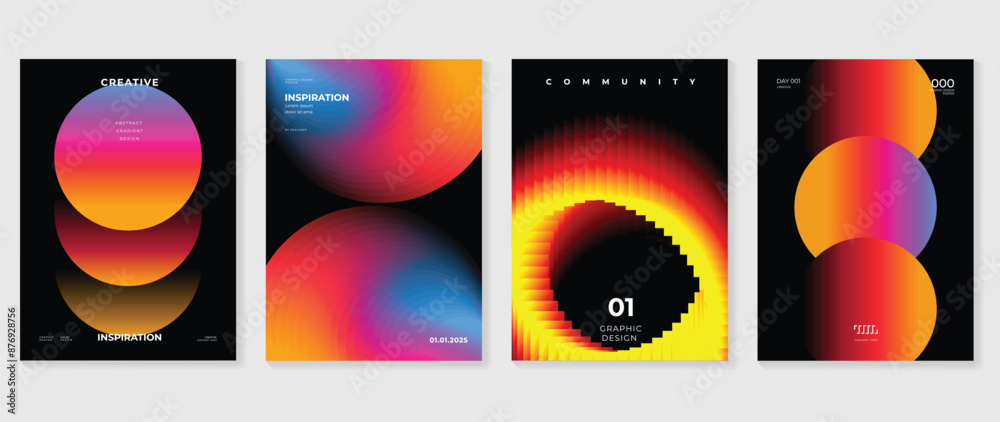 Modern gradient poster background vector set. Minimalist style cover ...