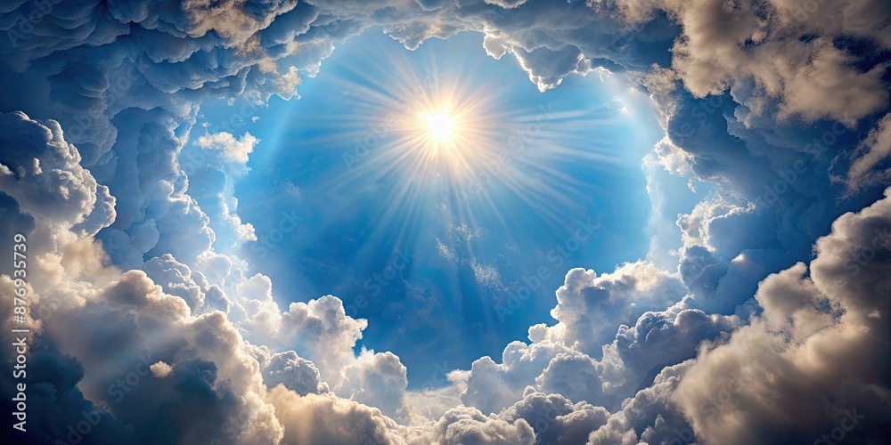clouds form a perfect circular opening revealing radiant beams of ...