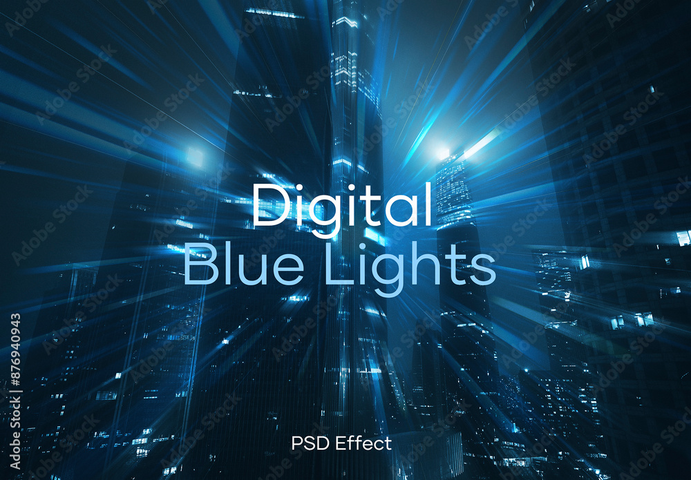 Digital Blue Light PSD Effect Stock Template | Adobe Stock