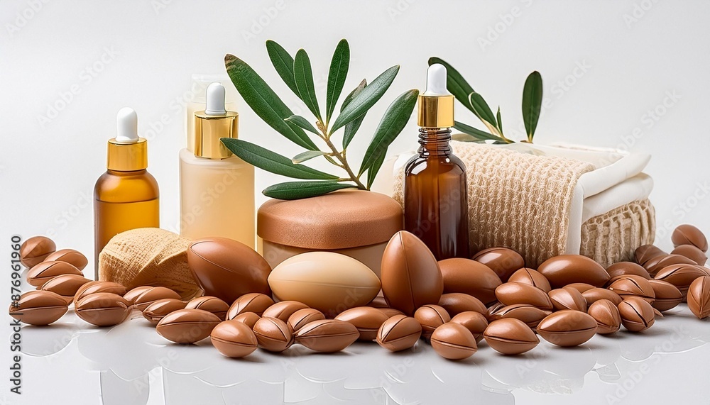 argan seeds isolated on a white banner background argan oil nuts with ...