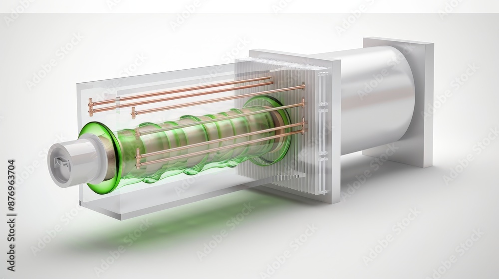 Thermal transfer process illustration, sections highlighted in green ...