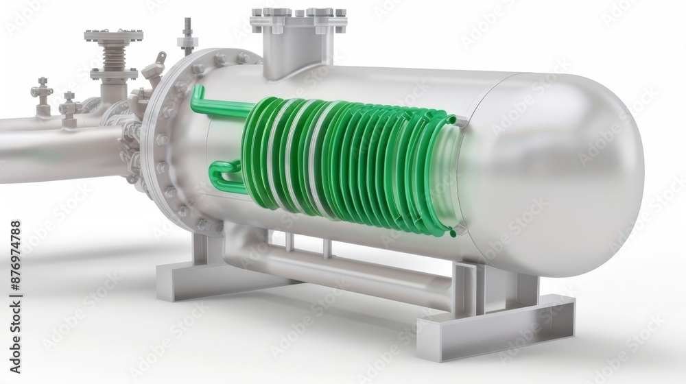 Detailed thermal transfer process, green sections showing key heat ...