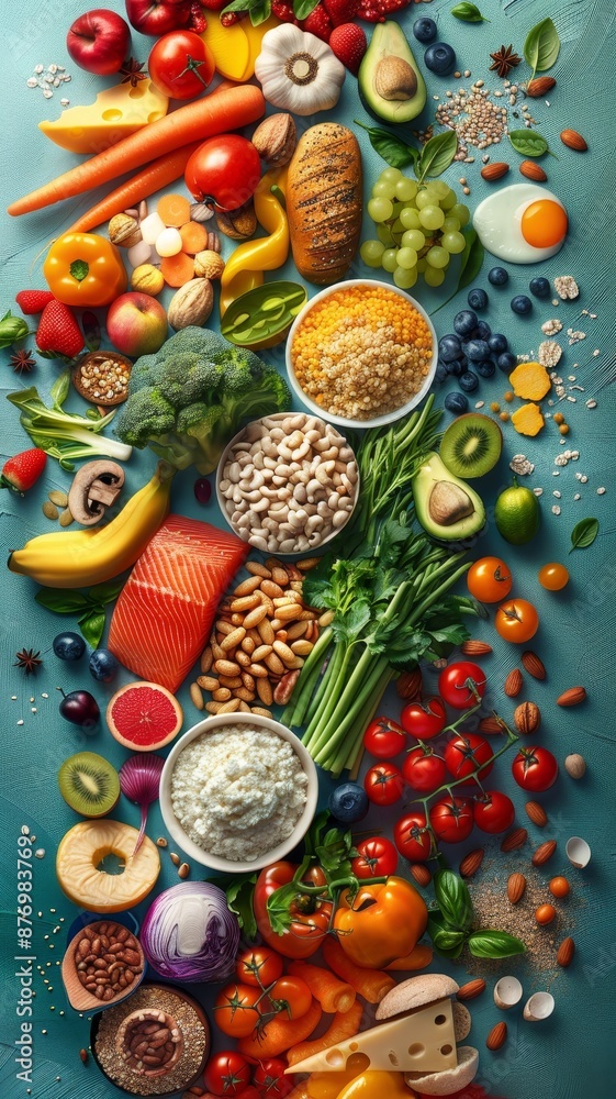 Set of Main food groups ,macronutrients, Carbohydrates, fats, proteins ...