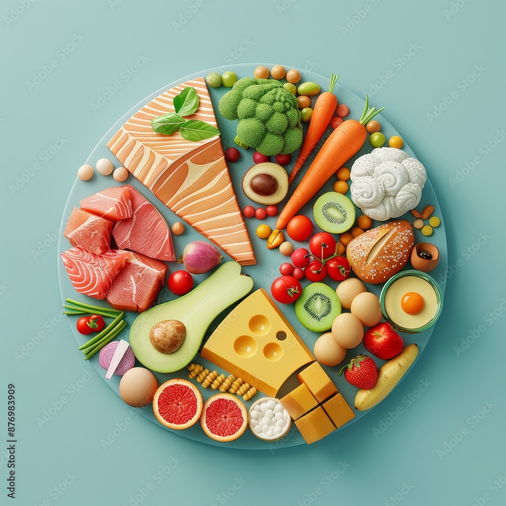 Set of Main food groups ,macronutrients, Carbohydrates, fats, proteins ...