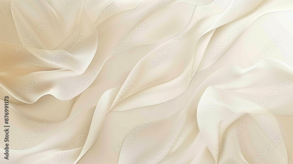 Soft flowing beige fabric background creating elegant wavy textures and ...