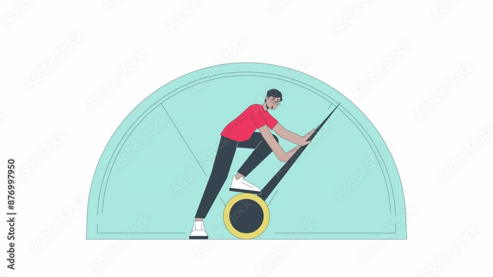 Open your full potential line 2D animation. South asian man turning ...