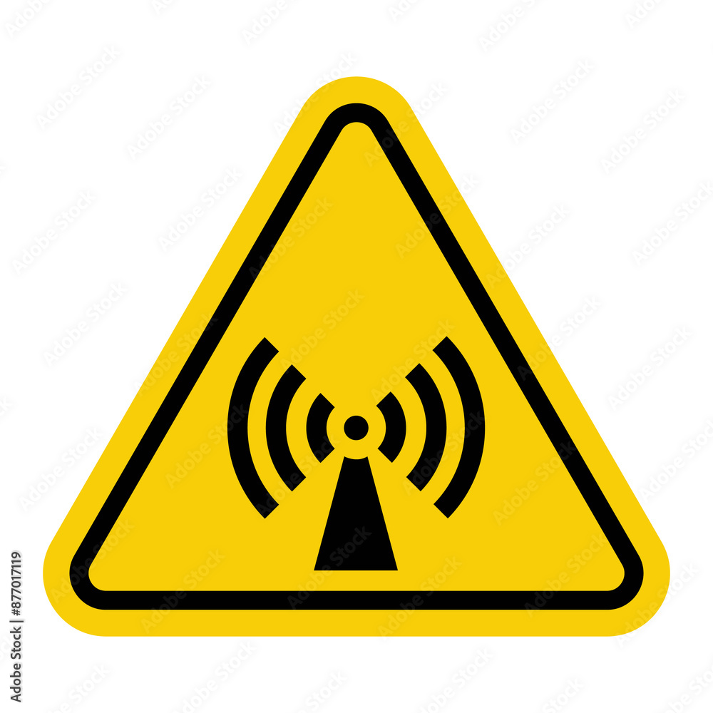 Radio frequency danger sign. Radiation sign. Radiofrequency radiation ...