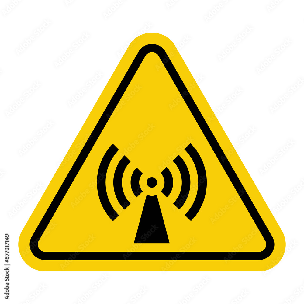 Radio frequency danger sign. Radiation sign. Radiofrequency radiation ...