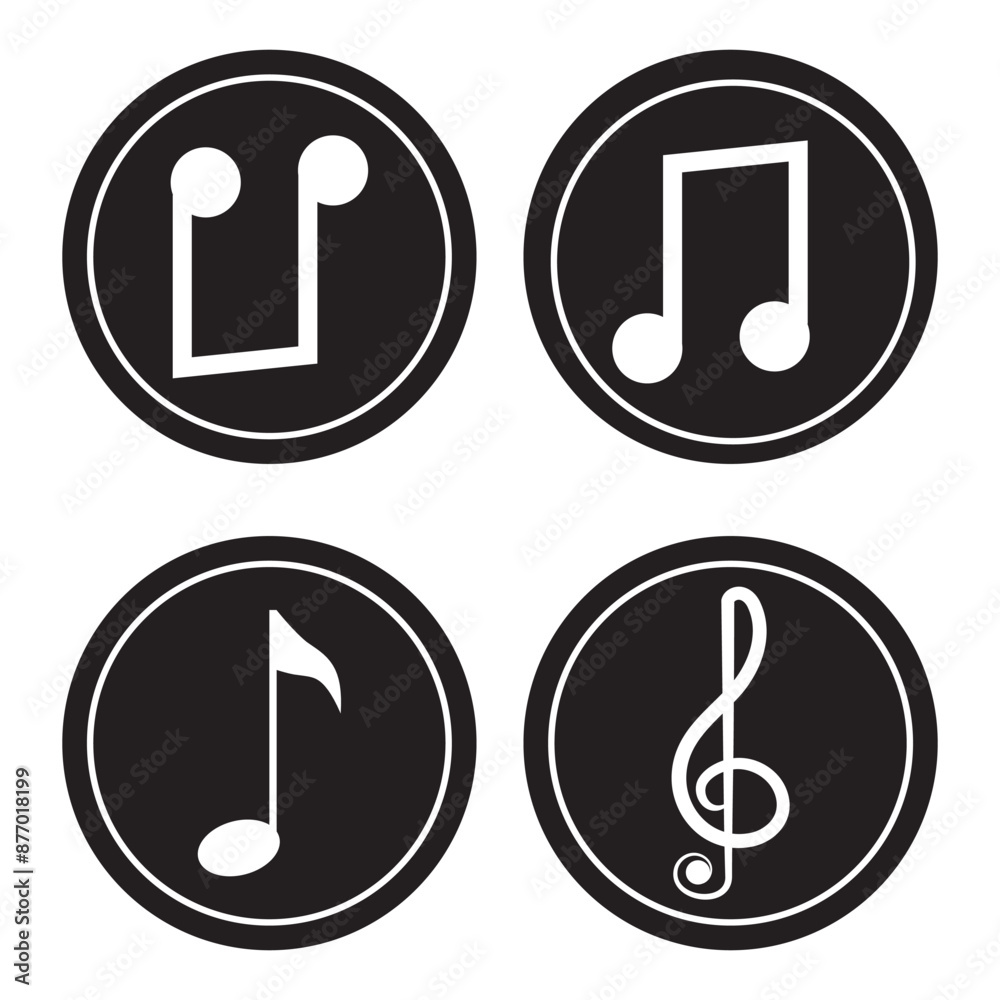 Music notes icon set, Music notes symbol, vector illustration Stock ...