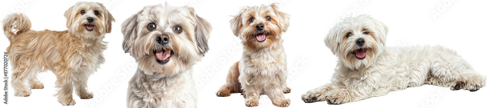 Adorable Maltese Dogs in Various Poses on Transparent Background ...