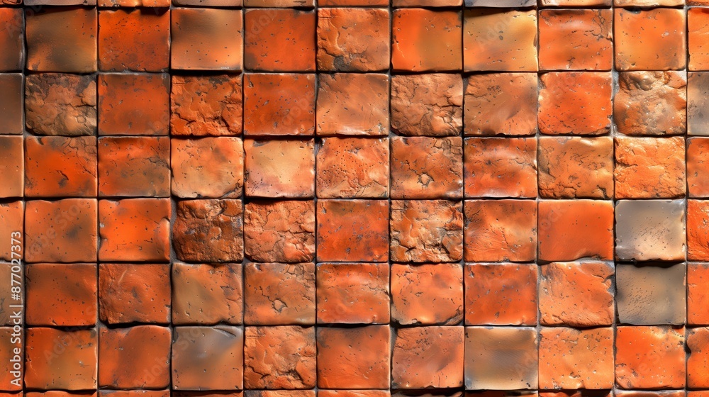 Artistically crafted red terracotta tiles, each a unique square canvas ...