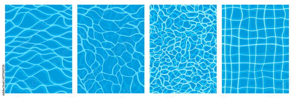 Swimming pool water ripple texture. Water surface poster background set ...