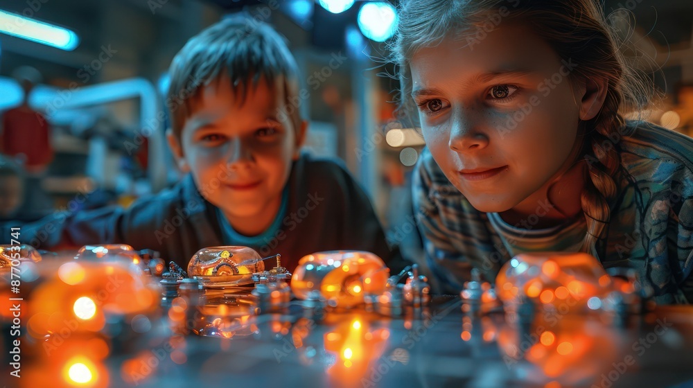 Foto de Children programming a swarm of mini-robots to navigate a maze ...