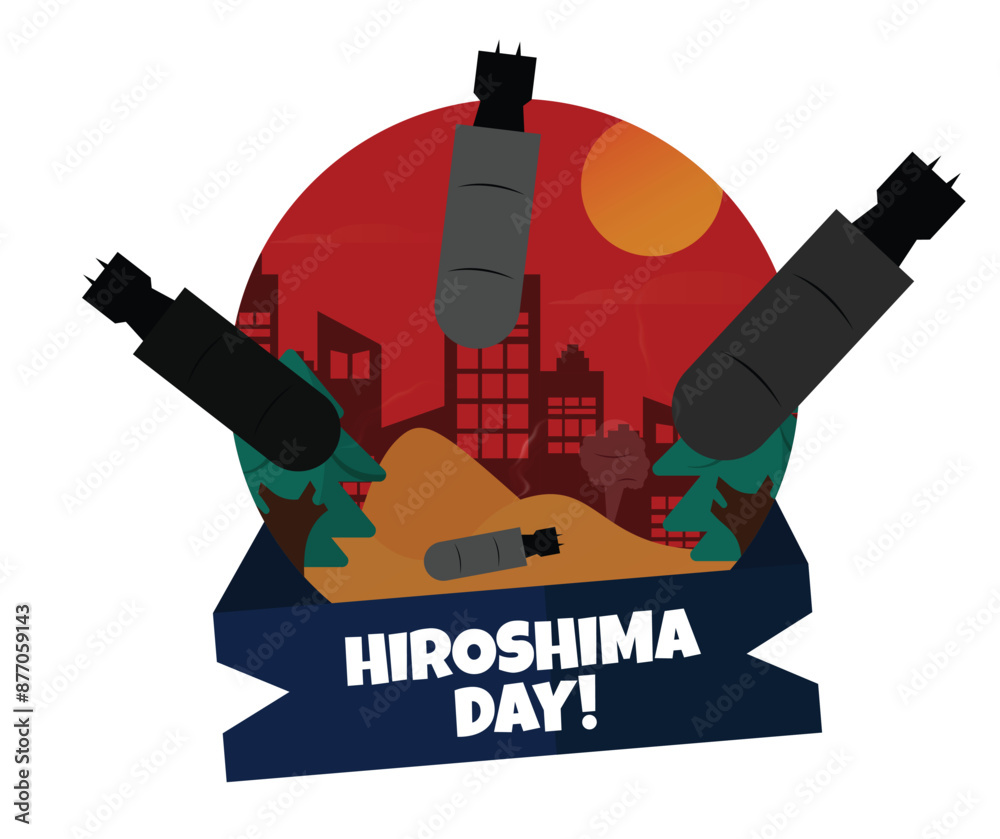 Hiroshima day, remembrance banner, post. 6th August Hiroshima day ...