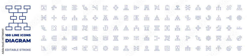 100 icons Diagram collection. Thin line icon. Editable stroke. Diagram ...