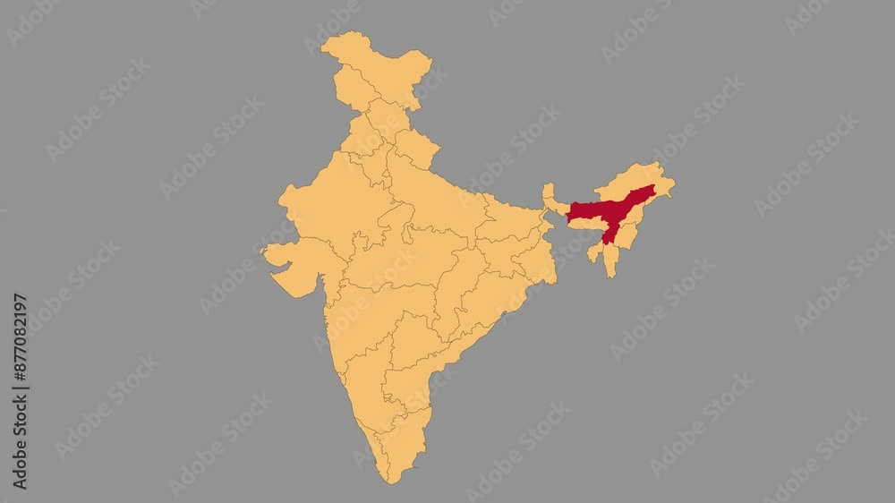 Assam map animated video. Map Highlighted on the India map with ...