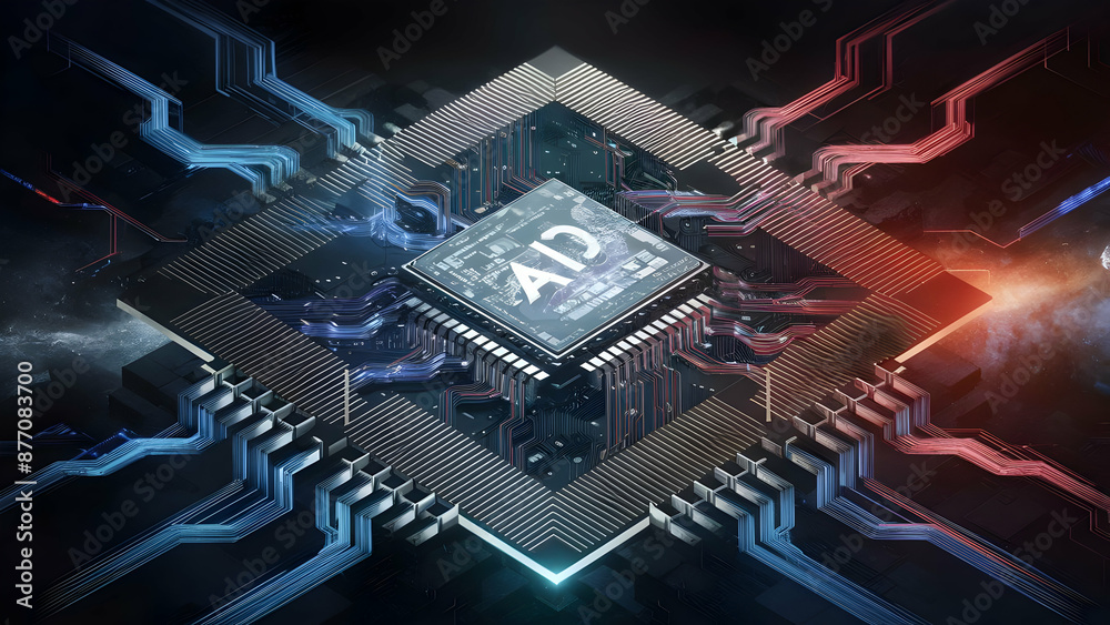 Cutting edge AI processor chip A photorealistic cinematic image ...
