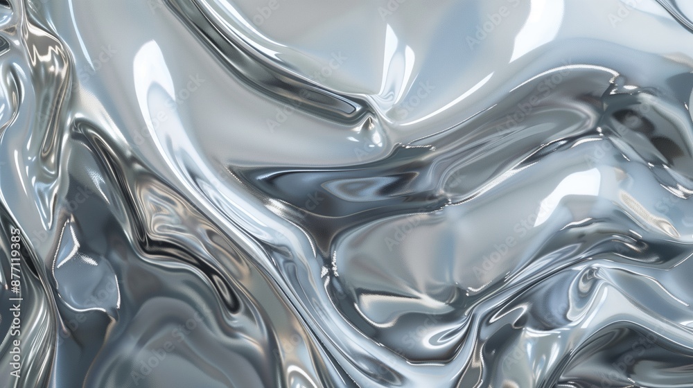 Metallic silver fluid texture background image. Smooth, reflective ...