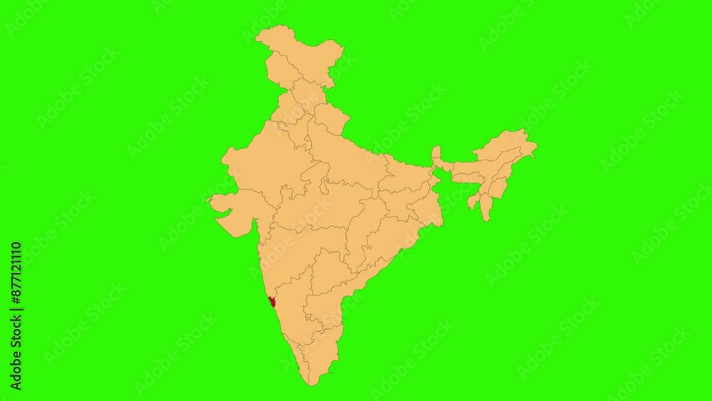 Goa map animated video. Map Highlighted on the India map with animation ...