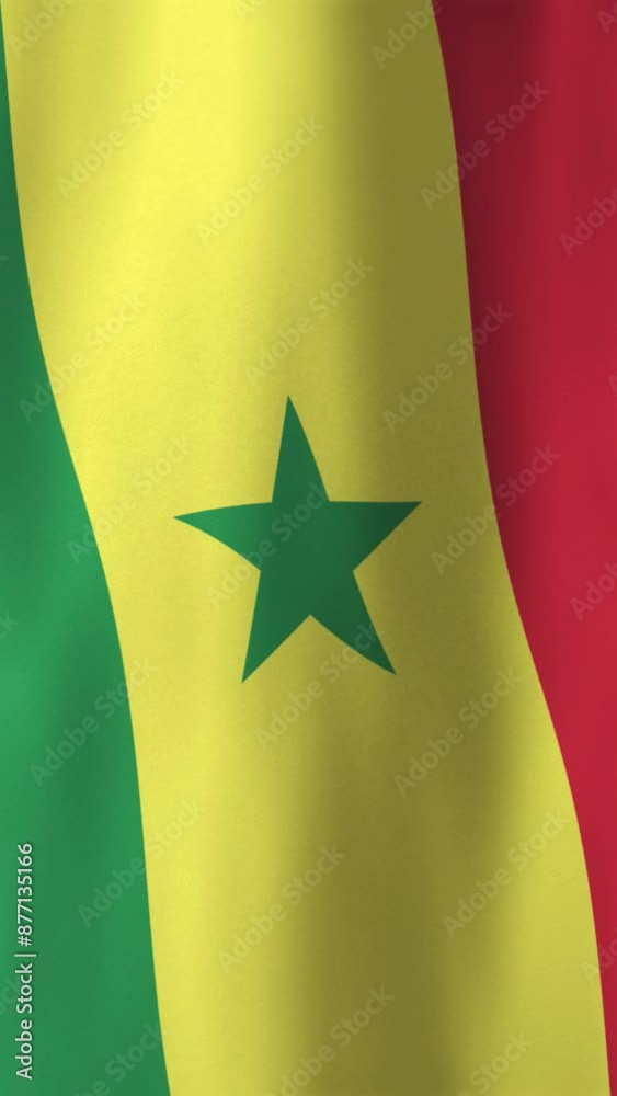 Waving Flag of Senegal, Vertical Fill Video, HD Animated Background ...