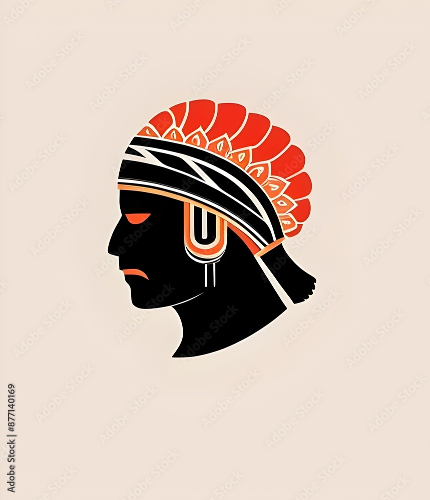 a vector image of an indian, native, aboriginal, head logo, Traditional ...