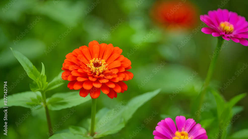 Common Zinnia or Zinnia elegans is one of the most famous flowering ...
